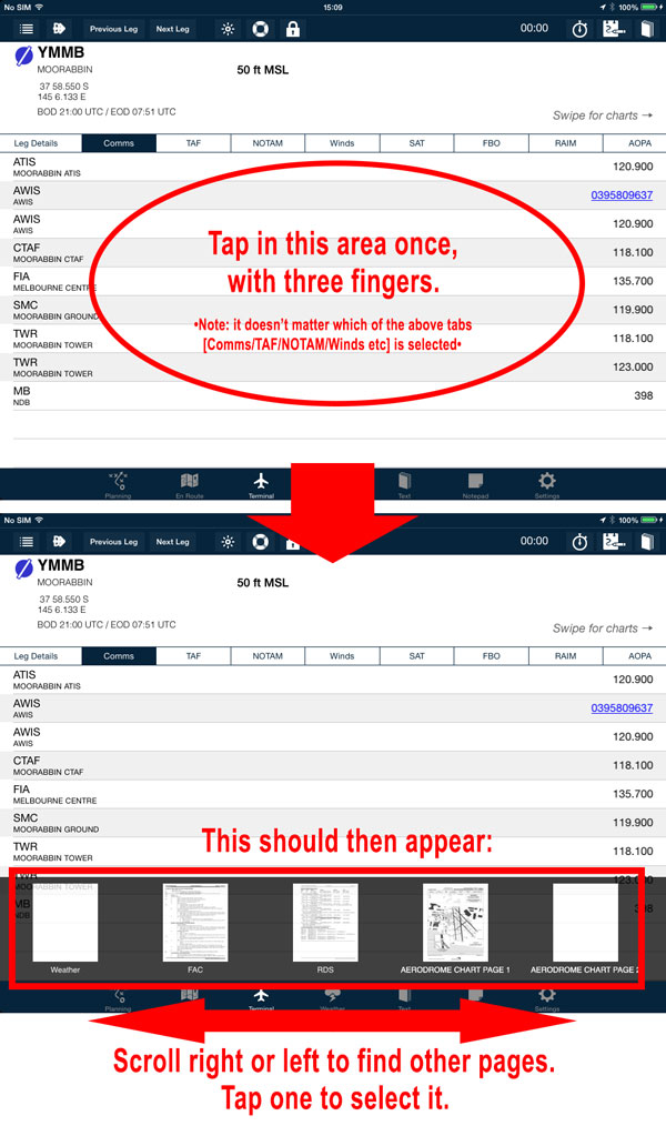 Terminal Page Shortcut - AvPlan EFB - Electronic Flight Bag