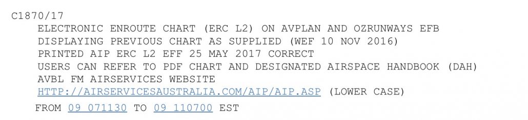AvPlan EFB Chart NOTAM - AvPlan EFB - Electronic Flight Bag