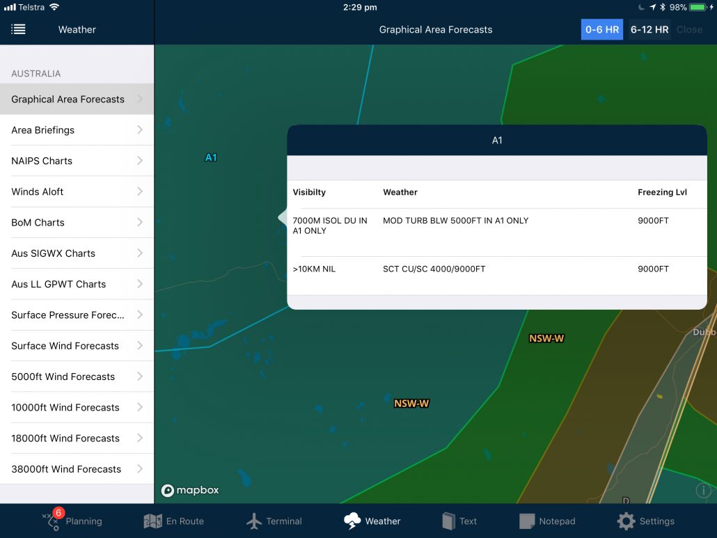 Australian Graphical Area Forecasts - AvPlan EFB - Electronic Flight Bag