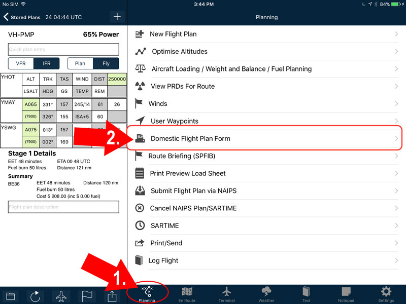 Printed Flight Plan Options - AvPlan EFB - Electronic Flight Bag